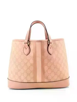 Gucci Ophidia Top Handle Tote Coated Canvas With Leather Small Satchel - Pink