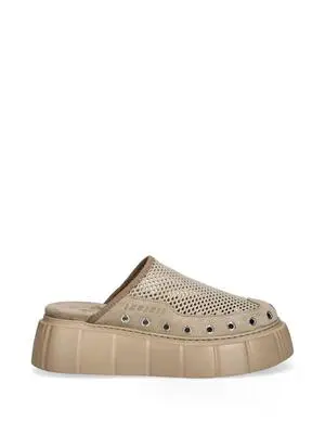 Inuikii Matilda Eyelet-embellished Mules - Neutrals
