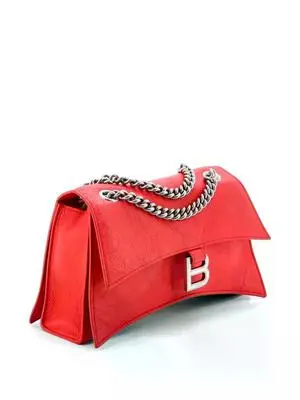 Balenciaga Crush Chain Flap Leather Small Crossbody Bag - Red