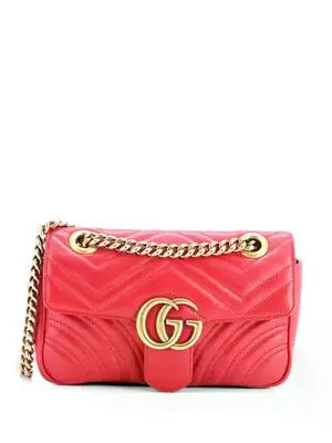 Gucci Matelassé Leather Mini Crossbody Bag - Red