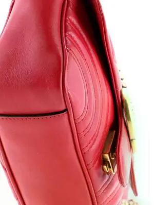 Gucci Matelassé Leather Mini Crossbody Bag - Red