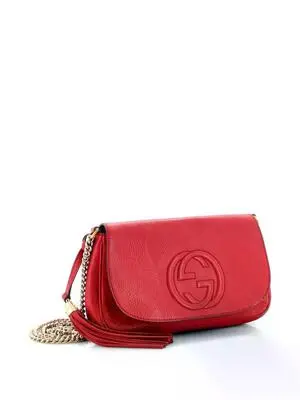 Gucci Soho Chain Leather Medium Crossbody Bag - Red