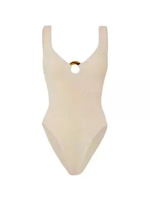 Hunza G Celine Ring-detail Swimsuit - Neutrals