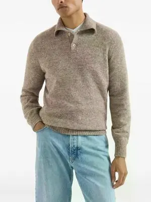 Brunello Cucinelli Alpaca, Cashmere And Wool Knit Polo