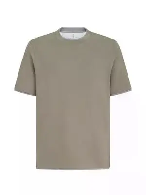 Brunello Cucinelli Cotton-jersey Crew-neck T-shirt With Faux-layering - Grey