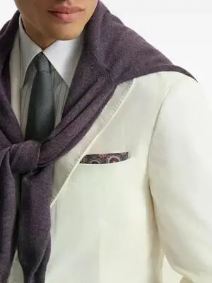 Brunello Cucinelli Silk Pocket Square With Medallion Design