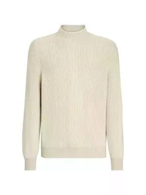 Brunello Cucinelli Cashmere English Rib Turtleneck Sweater - Neutrals