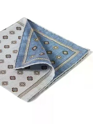 Brunello Cucinelli Silk Pocket Square With Medallion Design