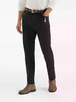 Brunello Cucinelli Garment-dyed Denim Iconic-fit Five-pocket Trousers - Black