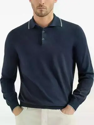 Brunello Cucinelli Lightweight Knit Polo Shirt - Blue