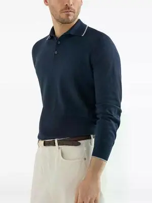 Brunello Cucinelli Lightweight Knit Polo Shirt - Blue