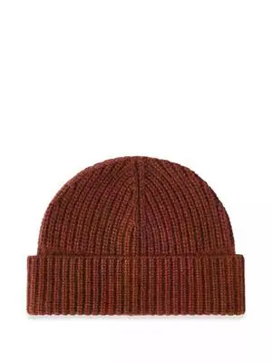 Brunello Cucinelli Cashmere English Rib Knit Beanie Hat - Red