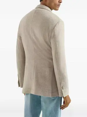 Brunello Cucinelli Cashmere-panama Deconstructed Blazer With Patch Pockets And Metal Buttons