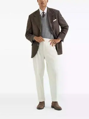 Brunello Cucinelli Cashmere Prince Of Wales Tailor Blazer - Brown