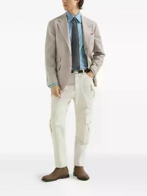 Brunello Cucinelli Wool, Alpaca And Silk Houndstooth Deconstructed Cavallo Blazer