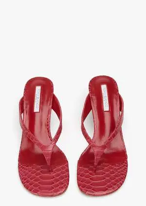 TONY BIANCO Krista Embossed Leather Thong Mules