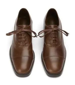 TONY BIANCO Jessica Lace Up Square Toe Low Heel Shoes - Choc Vintage