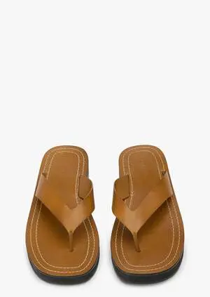 TONY BIANCO Leather Thong Sandal With Contrast Stitching