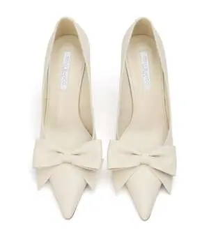 TONY BIANCO Nellie Stiletto Heel Pumps With Bow Detailing - Dove Nappa