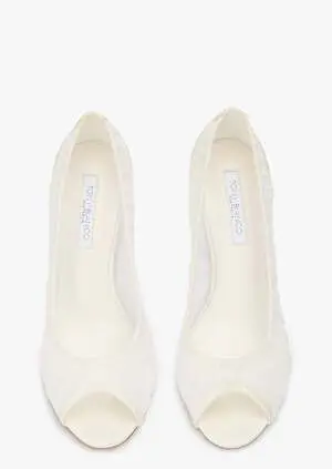TONY BIANCO Silvia Ivory Peep-toe Stiletto Heels - Ivory Tulle
