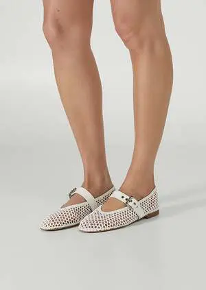 TONY BIANCO Carla Braided Mary Jane Flats - White Braid