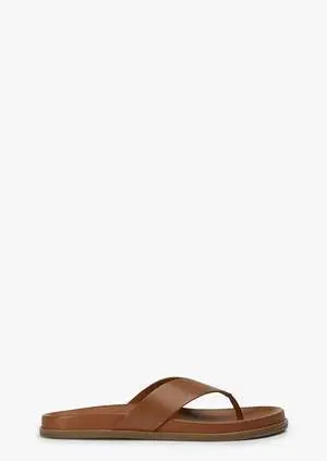TONY BIANCO Loop Leather Thong Sandals - Tan