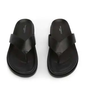 TONY BIANCO Loop Leather Thong Sandals - Black