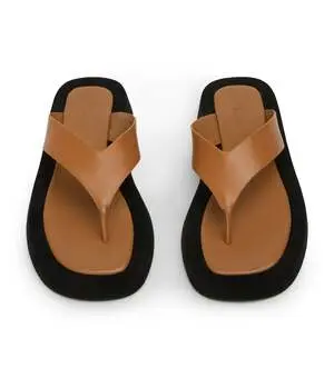 TONY BIANCO Ives Leather Platform Thong Sandals - Tan Como