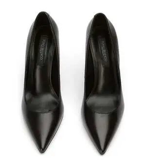 TONY BIANCO Anja Black Leather Stiletto Heel Pumps - Black Como