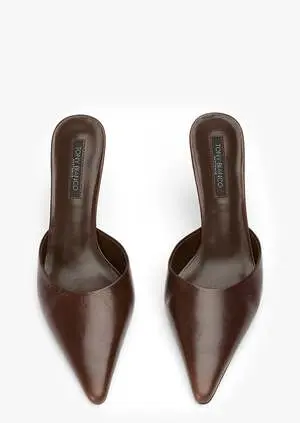 TONY BIANCO Leather Pointed Toe Mule - Choc Vintage