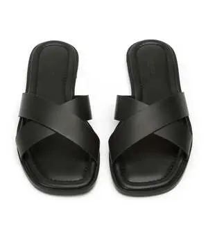 TONY BIANCO Maple Leather Crossover Strap Flat Sandals