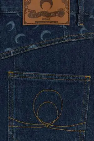 MARINE SERRE Denim Shorts With Moon Print