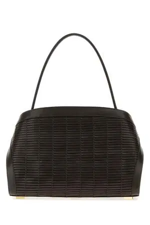 FERRAGAMO Woven Calf Leather Handbag With Gancini Detail