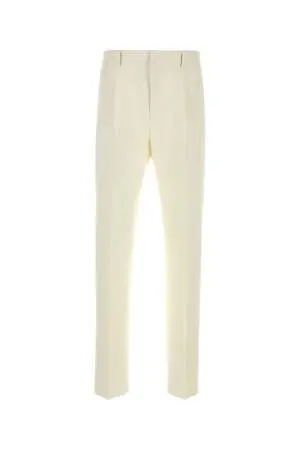 FERRAGAMO Ivory Cotton Blend Pant - White