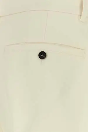FERRAGAMO Ivory Cotton Blend Pleated Pants