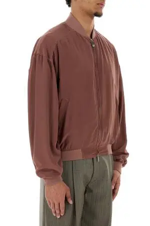 Versace Antiqued Silk Bomber Jacket - Pink