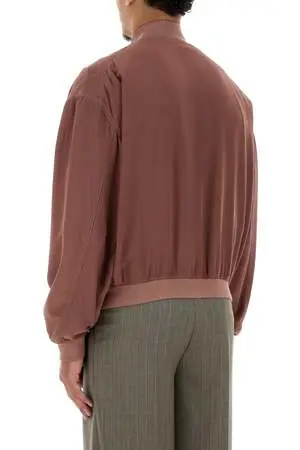 Versace Antiqued Silk Bomber Jacket - Pink