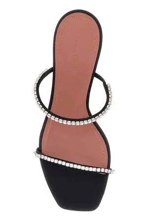 Amina Muaddi Satin Gilda Mules With Rhinestone Embellishments
