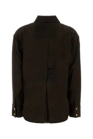 GANNI Satin Shirt With Tonal Embroidery And Belt