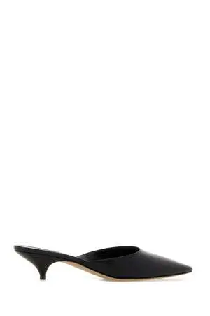 THE ROW Leather Lisa Mules With Stiletto Heel - Black