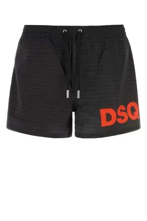 Dsquared2 Printed Polyester Swimming Shorts - White