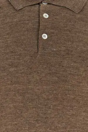 Brunello Cucinelli Melange Linen Blend Polo Shirt - Brown