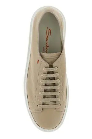 Santoni Pebble Leather Lace-up Sneakers - Light Brown