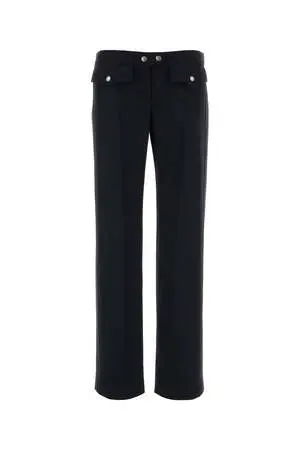 Alexander McQueen Navy Wool Trousers With Satin Side Bands