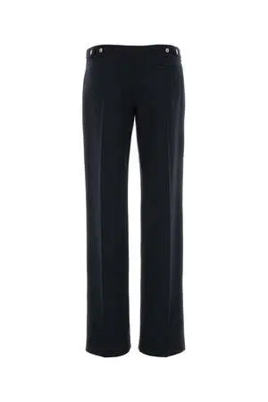 Alexander McQueen Navy Wool Trousers With Satin Side Bands
