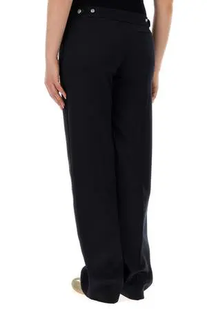 Alexander McQueen Navy Wool Trousers With Satin Side Bands