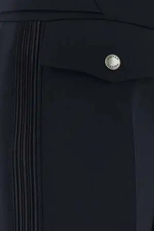 Alexander McQueen Navy Wool Trousers With Satin Side Bands