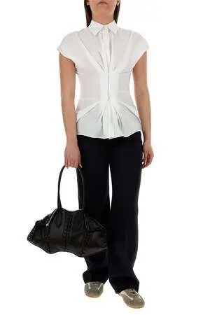 Alexander McQueen Navy Wool Trousers With Satin Side Bands