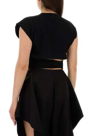 Alaïa Stretch Wool Tie Waist Top