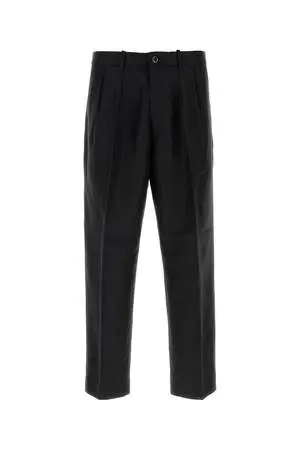 NINE:INTHE:MORNING Wool And Linen Twill Wide-leg Kai Pants - Black